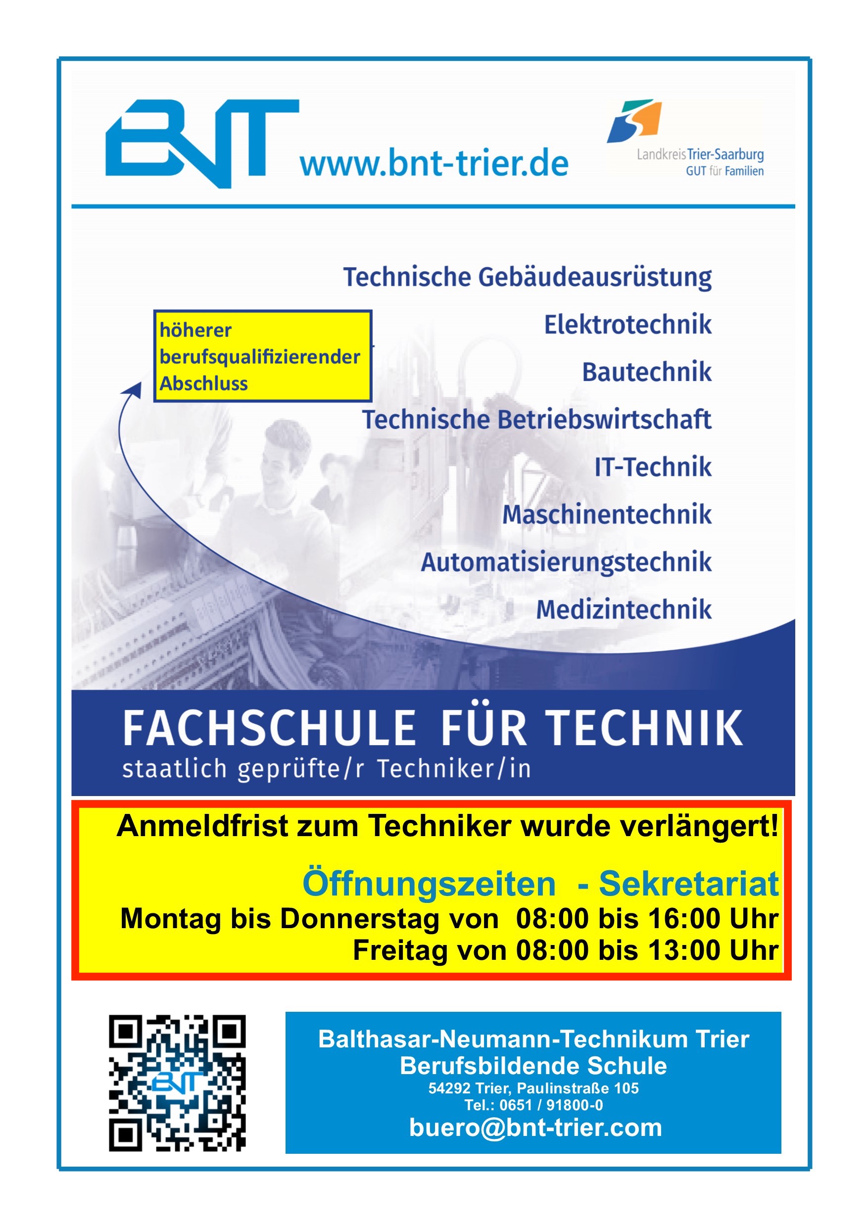 Anmeldung an der Fachschule - BNT – Balthasar-Neumann-Technikum Trier